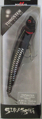 MATZUO SURASSHA Topwater Walking Popper - 4.25" - 5/8 oz. - Black Magic ...
