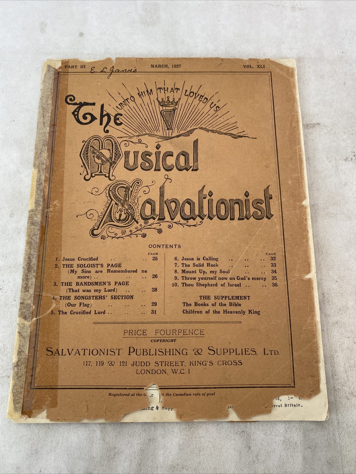 The Musical Salvationist Volume XLI Part 3 1927 Salvation Army Sheet ...