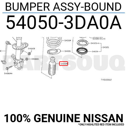 540503DA0A Genuine Nissan BUMPER ASSY-BOUND 54050-3DA0A | eBay