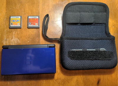 Blue Nintendo DS Lite + Mario Party & Kung Fu Panda Games & Case ...