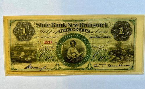 1860’s $1 THE STATE BANK OF NEW BRUNSWICK NEW JERSEY OBSOLETE CURRENCY ...