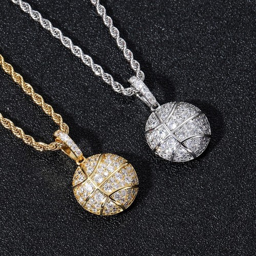 Diamond Basketball Pendant & Chain Necklace, NBA, Man And Women Gift ...