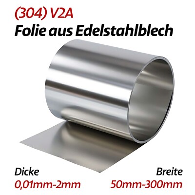 Edelstahl Band 0,01mm bis 1mm Dicke V2A 304 Folie Edelstahlblech ...