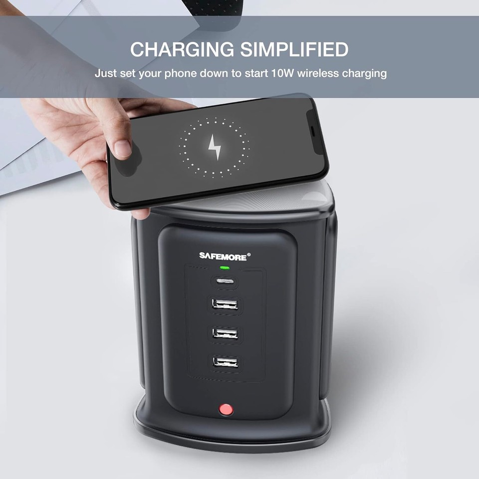 EXTENTION LEAD VERTICAL POWER STRIP TOWER MULTI PLUG USB UK SOCKET 2M ...