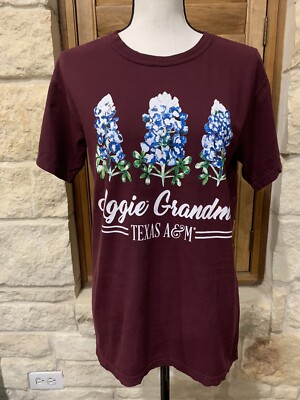 Texas A&M Aggies Grandma Tee Bluebonnets Comfort Colors Maroon Size ...