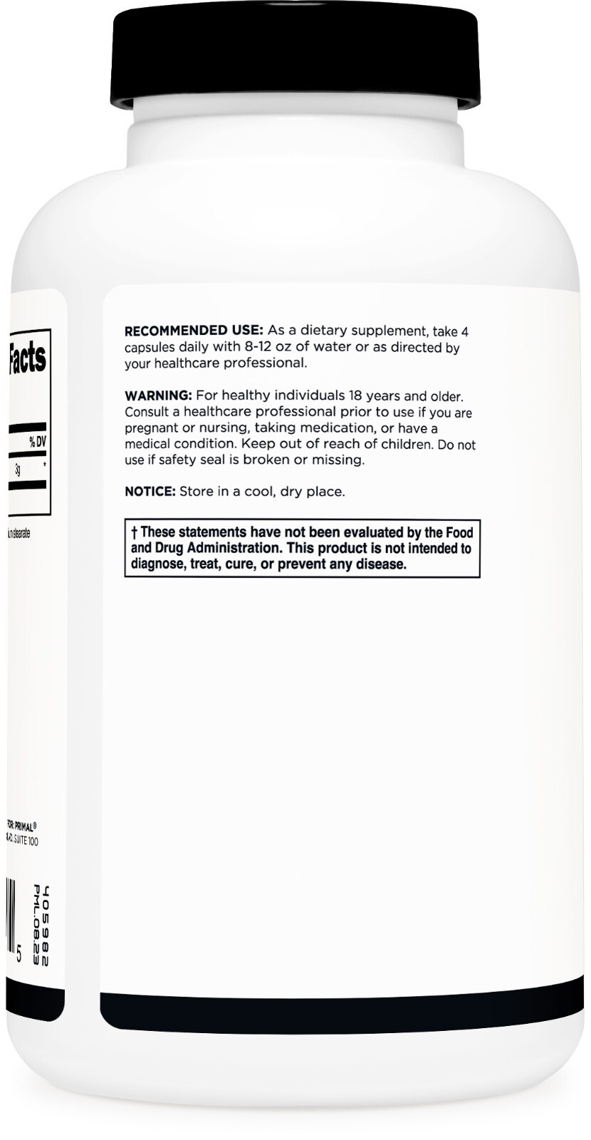 Primal Creatine Monohydrate 3,000 mg, 180 Caps - Micronized Non-GMO ...