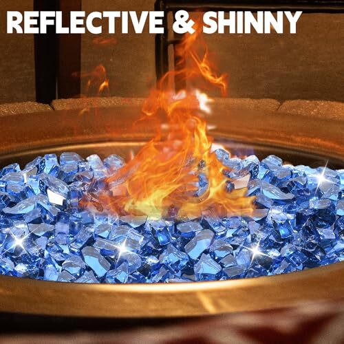 Blue Fire Pit Glass 10 Pounds High Luster Reflective Tempered Glass ...