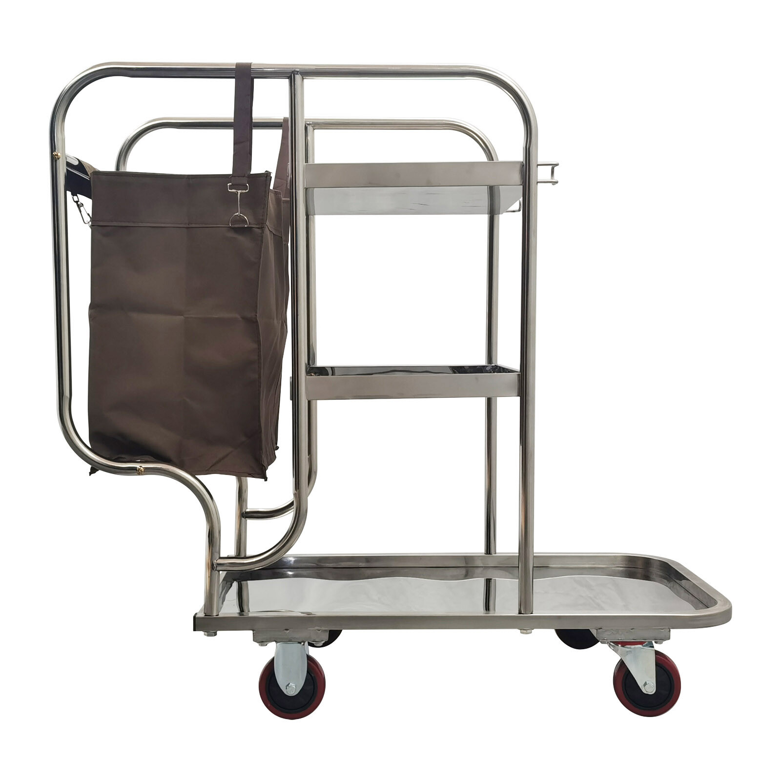 Stainless Steel cleaning trolley With Cloth Bag Housekeeping Cart Hotel ...