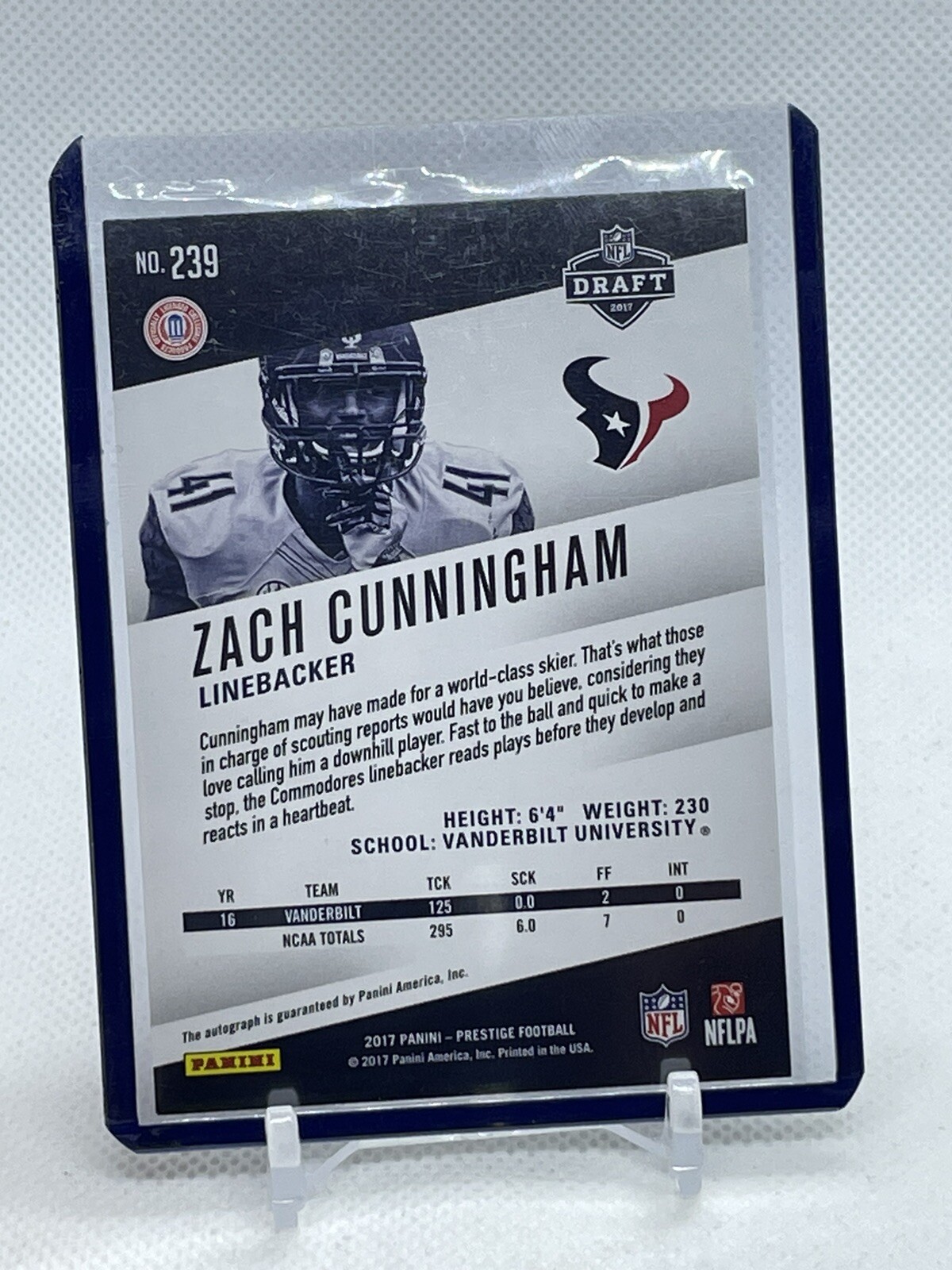 2017 Panini Prestige #239 Zach Cunningham Auto RC Rookie Signatures ...