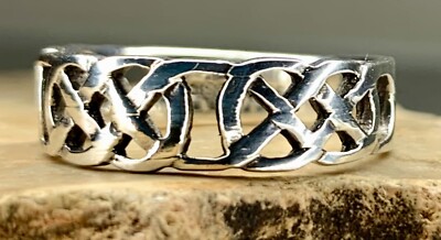 Vintage Celtic Knot Pattern Band Ring Sz 8.75 - Signed SE | eBay