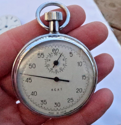 Vintage AGAT Russian Wind Up Pocket Stop Watch Timer Soviet USSR Split ...