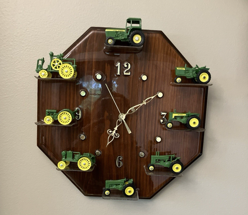 Vintage John Deere Wall Clock Wooden with 8 Small Model John Deere ...