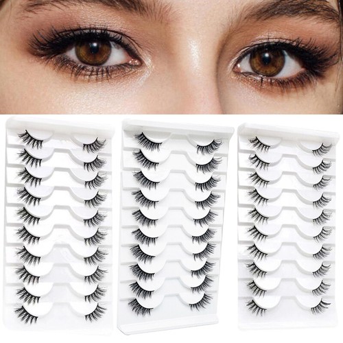 10pairs Half Lashes False Eyelashes Natural Look Wispy Cat Eye 3D Mink ...