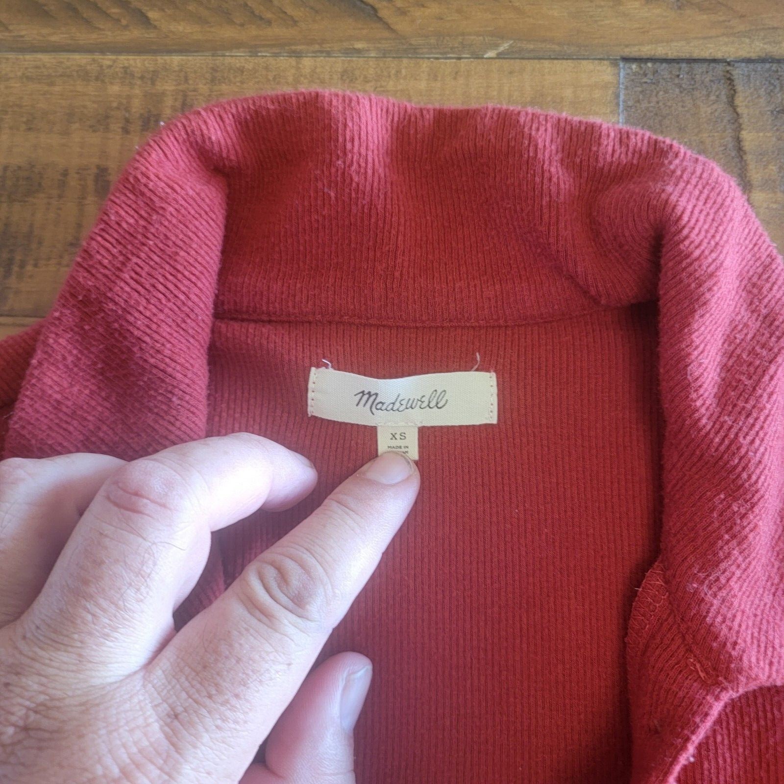 Madewell Plush Ribbed Knit Polo Shirt Sweater Rust/Red Women’s XS Extra ...