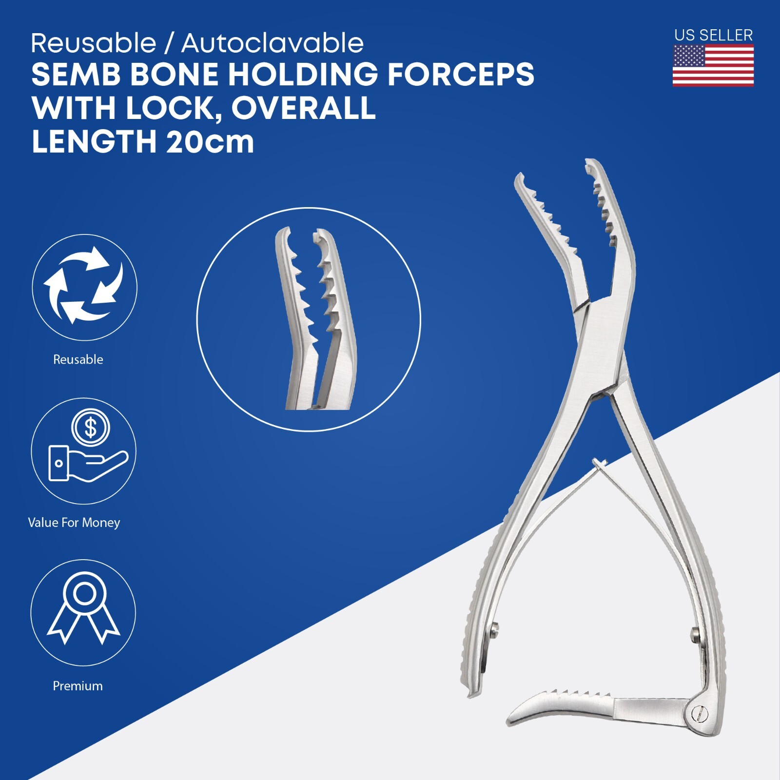 Semb Bone Holding Forceps with Ratchet – 20cm Orthopedic Surgical ...