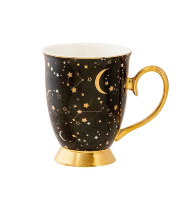 Cristina Re Mug Cup 24KT Gold Trimmed Black It's Written in the Stars ...