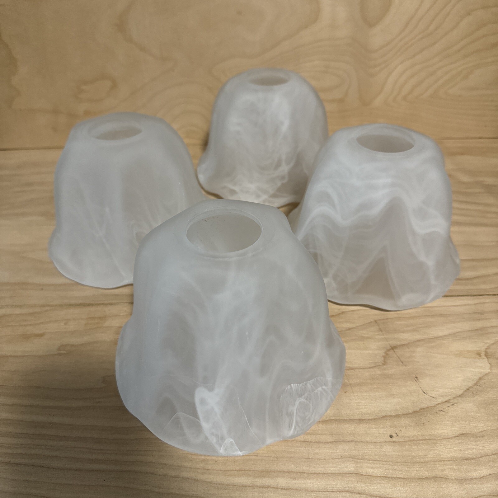 4 Frosted Alabaster Glass Lamp Ceiling Fan Light Shades Scalloped Tulip ...