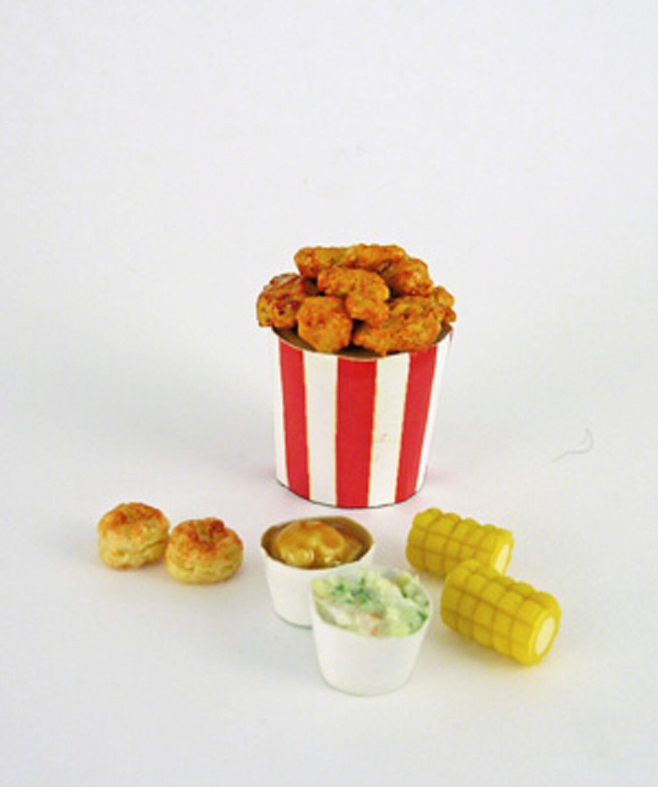 Dollhouse Miniature Bucket of Fast Food Chicken Dinner w/ Fixings ...