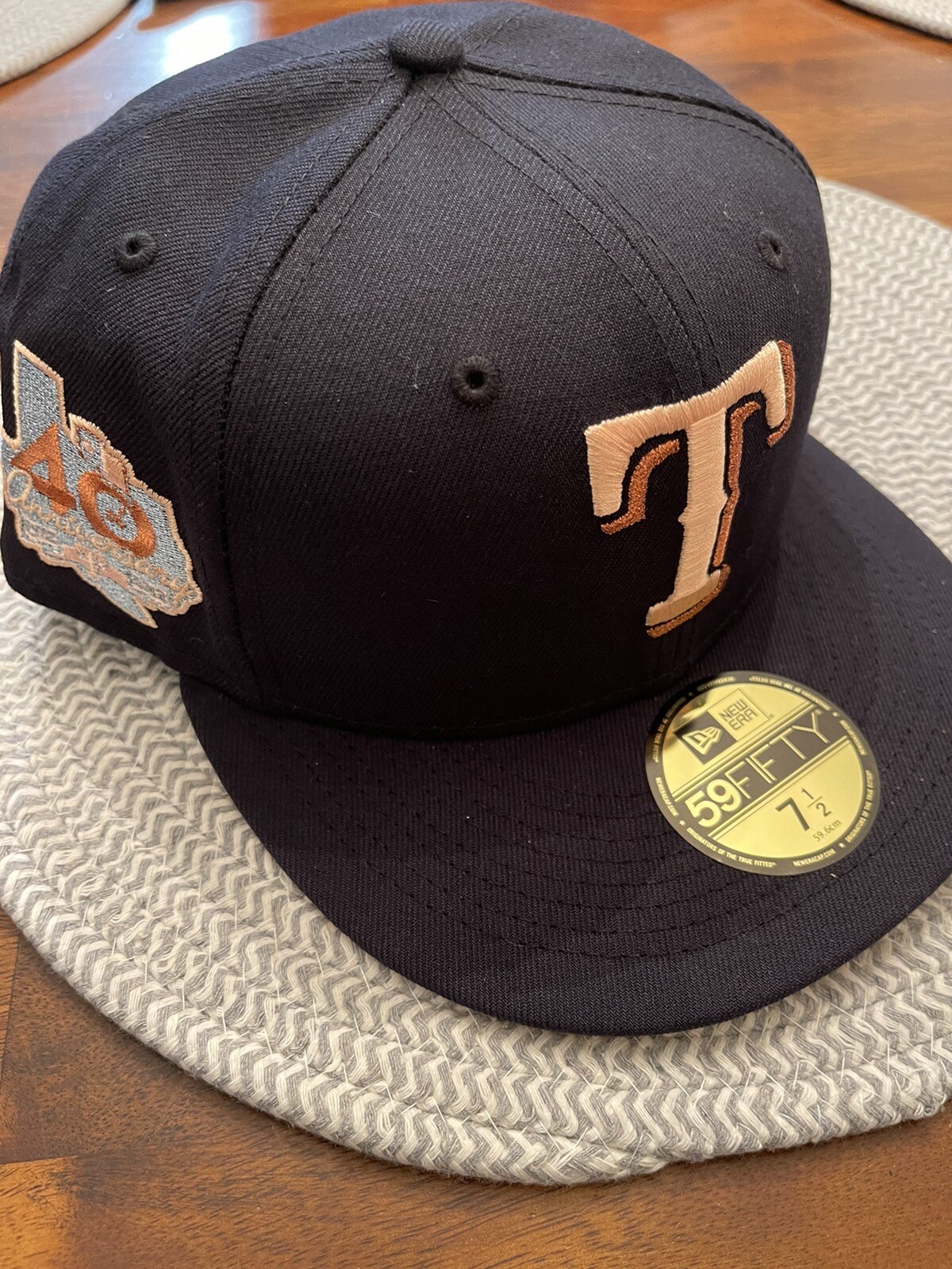 Exclusive New Era Texas Rangers Fitted MLB 7 1/2 Blue Peach 40th ...