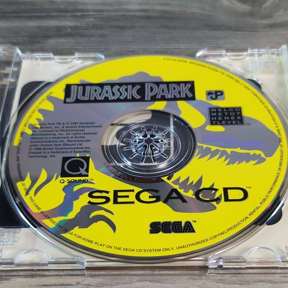 Jurassic Park Sega CD 1993 Video Game Disc Only Play Dinosaurs Tested ...