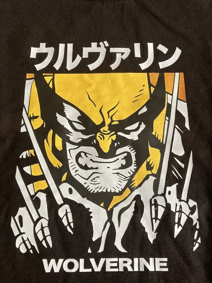 Wolverine Japanese Style Kanji Claws Men’s Black White Yellow Tee Size ...