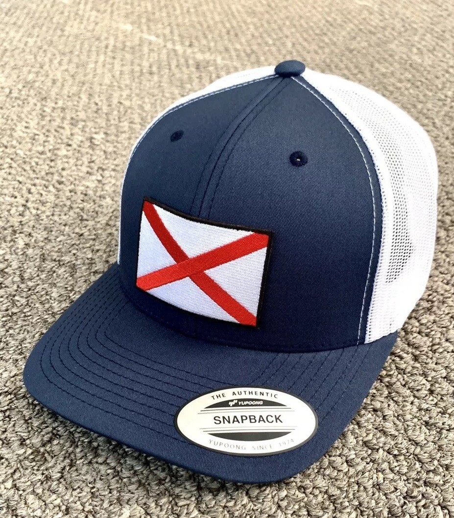 State of ALABAMA Flag Hat SnapBack Trucker Mesh Cap Handcrafted in ...