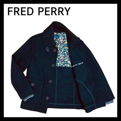 Fred Perry Donkey Coat M Black Wool Nylon Floral Lining Vintage ...