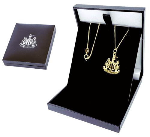 NEWCASTLE UNITED FC 18ct GOLD PLATED ON SILVER CREST PENDANT & CHAIN ...
