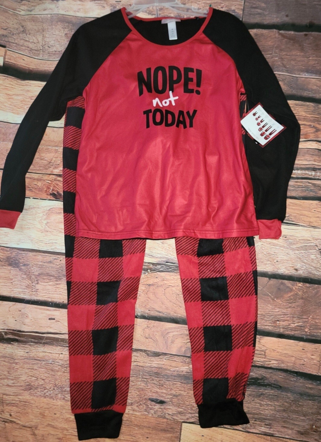Pjs & Pancakes Womens Pajama Set Sz small sm Nwt Nope Not Today Plaid ...