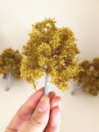 HO/OO Scale Autumn Tree Miniatures DIY Garden Landscape Plants Sand ...