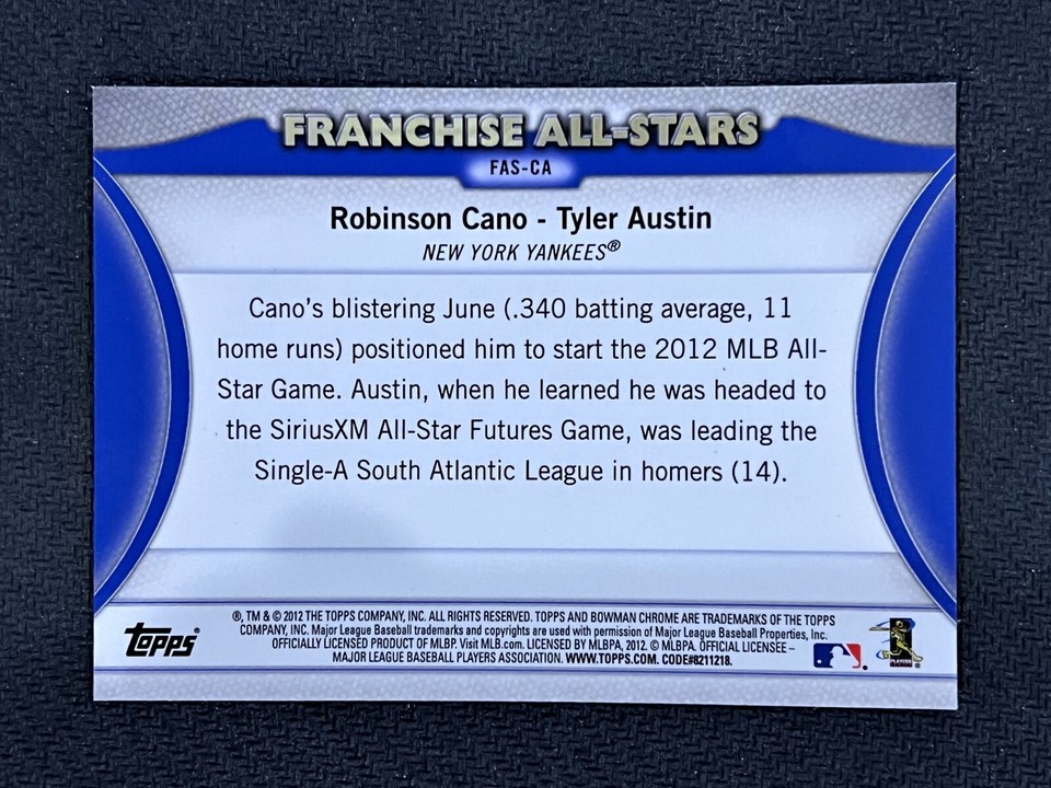 2012 Bowman Chrome Franchise All Stars Robinson Cano Tyler Austin FAS ...