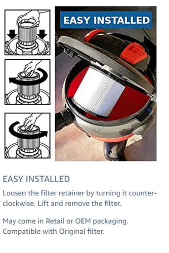 HQRP HEPA Cartridge Filter for Shop-Vac Series Vacuums 903-04-00 90304 ...