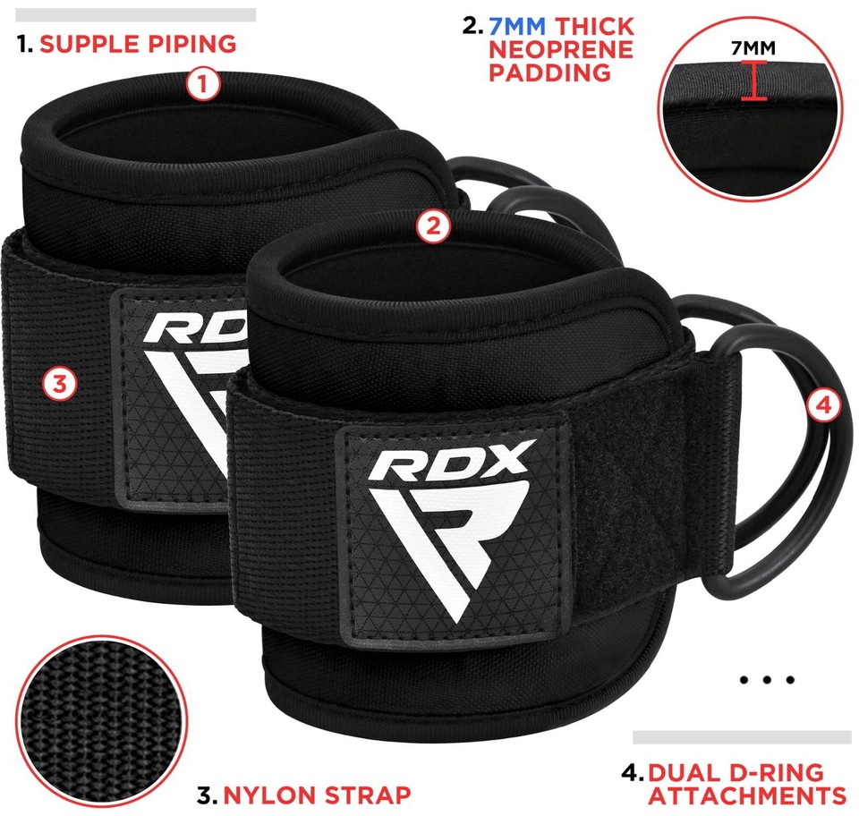 Leg Extension Ankle Straps by RDX, Gym Straps, Leg Press Machine, Glute ...