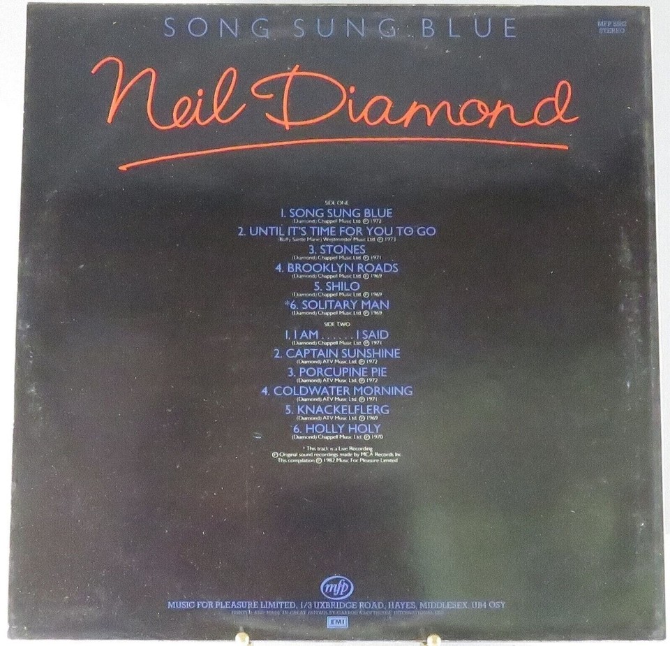 Neil Diamond Song Song Blue 1982 MCA Records UK Music For Pleasure MFP ...