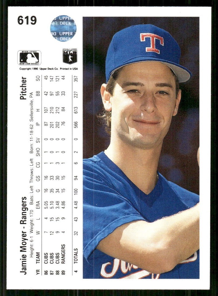 Jamie Moyer 1990 Upper Deck Baseball #619 - Texas Rangers | eBay