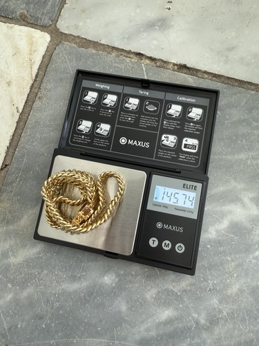 145.74 Grams Solid 18k Yellow Gold Heavy Chain Necklace Pink Sapphire ...