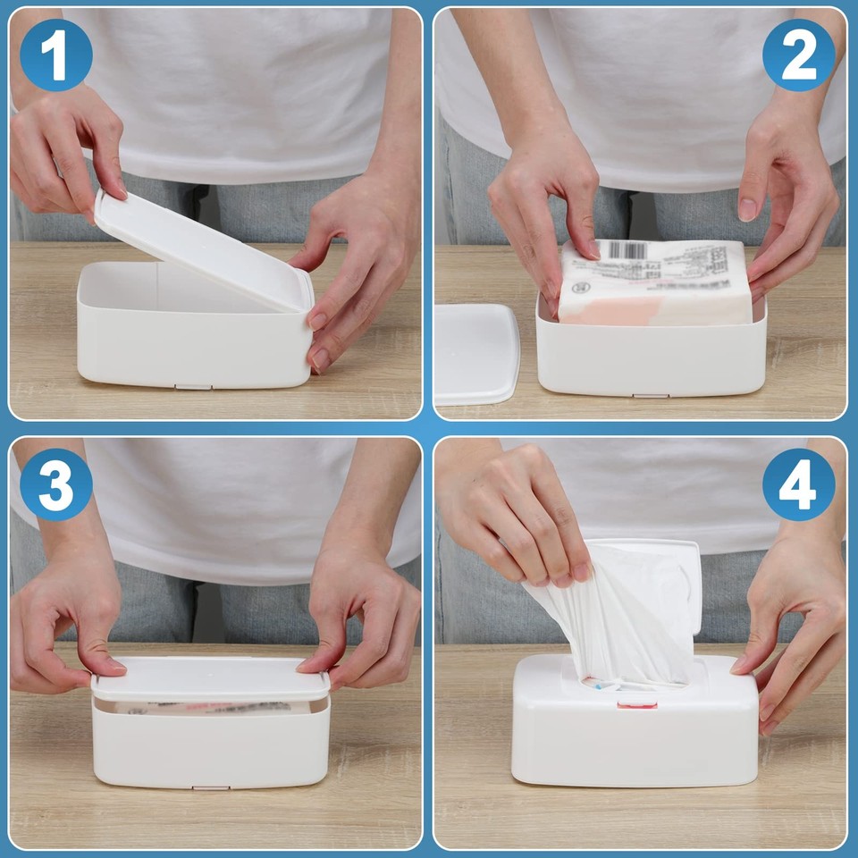 2 Pack Small Wipes Dispenser Case with Lid Wet Dry Tissue Box Dustproof ...