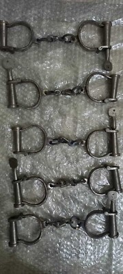 Nautical style Antique Iron Handcuffs police Shackles-Props LOTS OF 5 ...