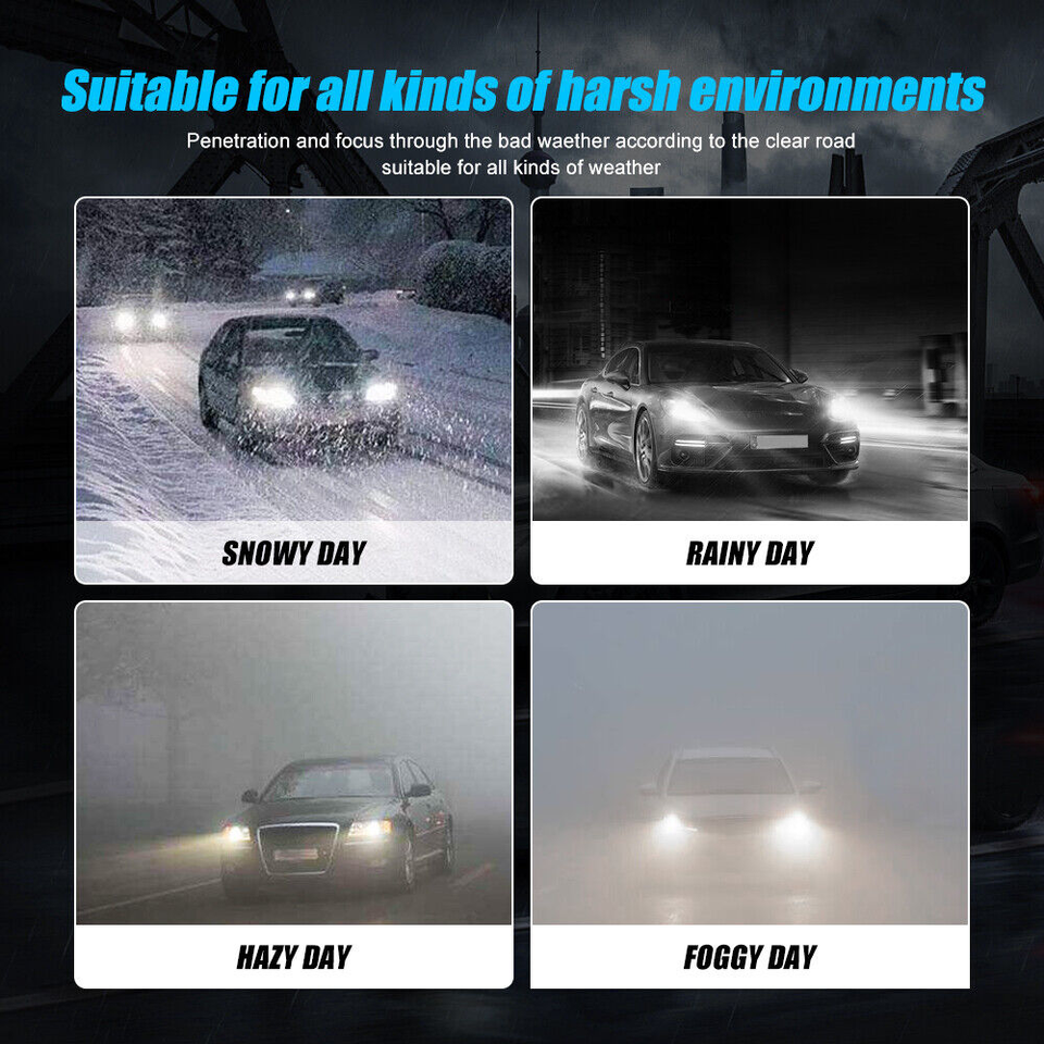 2Pair H7 LED Car Headlight Kit Hi/Lo Light Bulbs 100W 20000LM 6000K ...