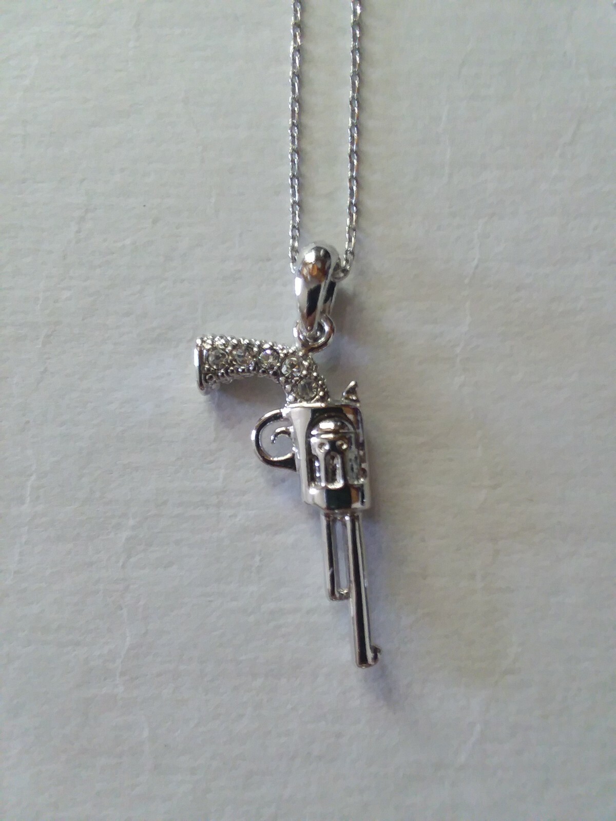 Pave Crystal Pistol Revolver Pendant Necklace Western… - Gem