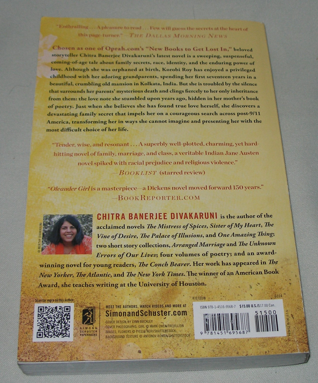 OLEANDER GIRL by Chitra Banerjee Divakaruni 2014 Large Trade PB 1st Ed ...