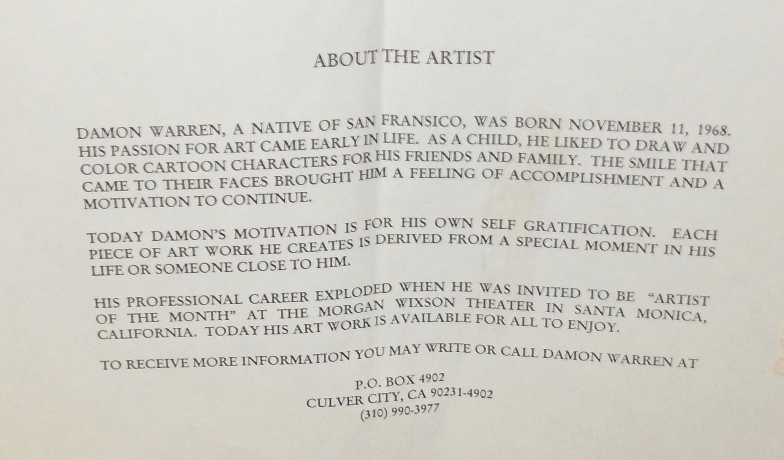 DAMON WARREN "ONE EXPRESSION" HAND SIGNED PRINT | eBay