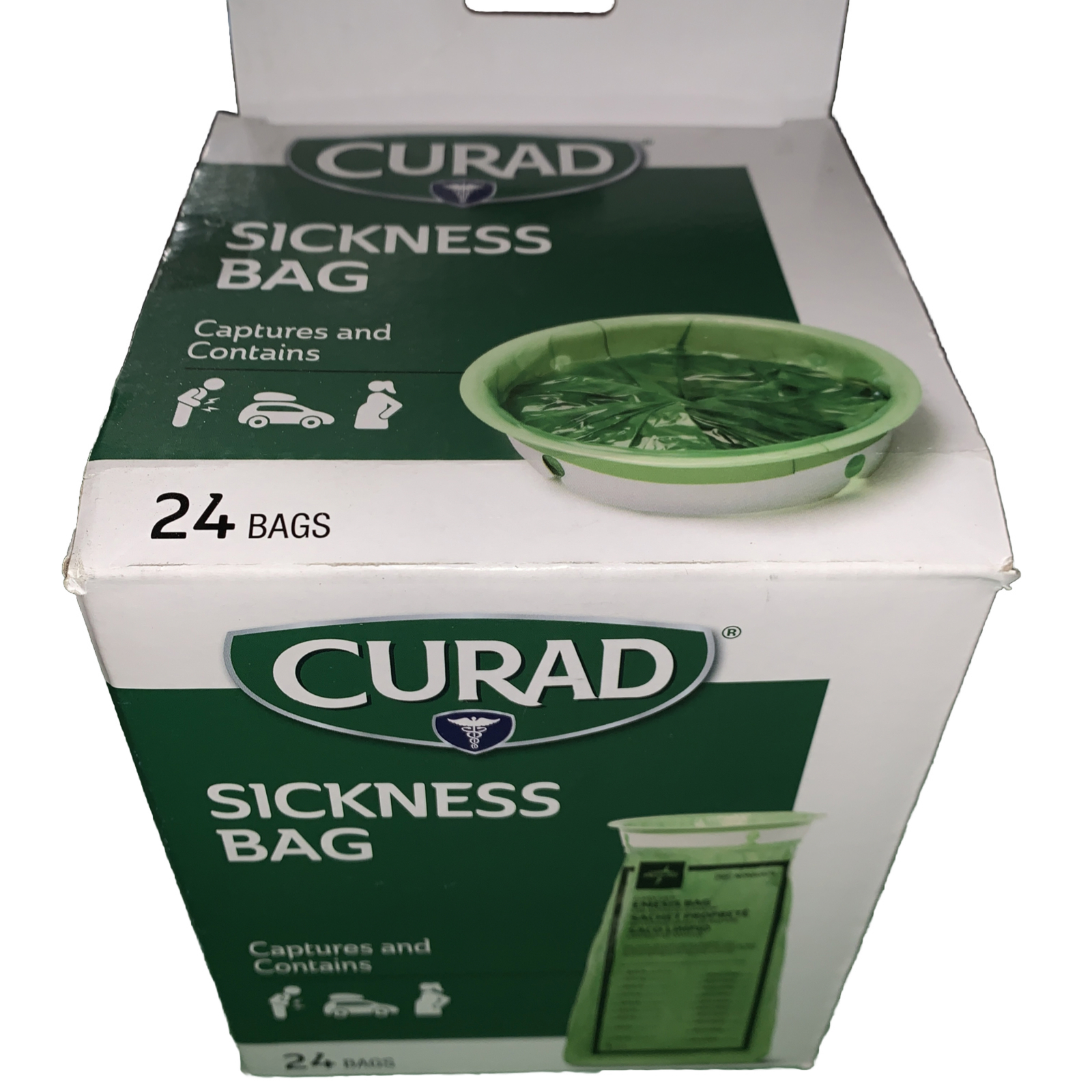 CURAD MEDLINE Emesis PLASTIC Sickness Bags BOX of 24 BAGS for ...