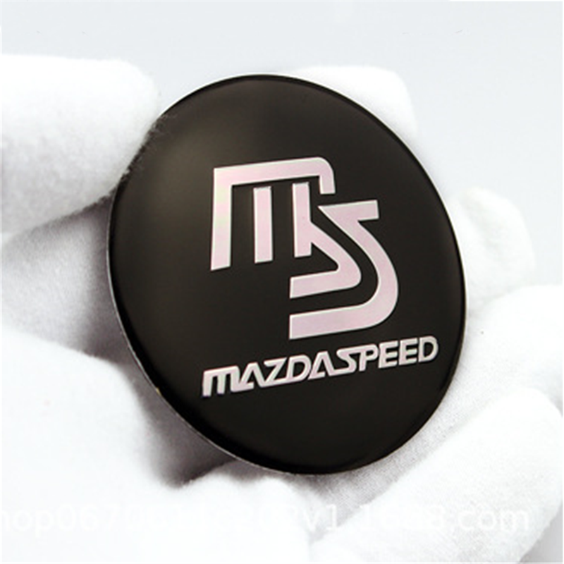 4pcs Car Wheel Center Black Silver MS MAZDASPEED Logo Hub Cap Sticker ...