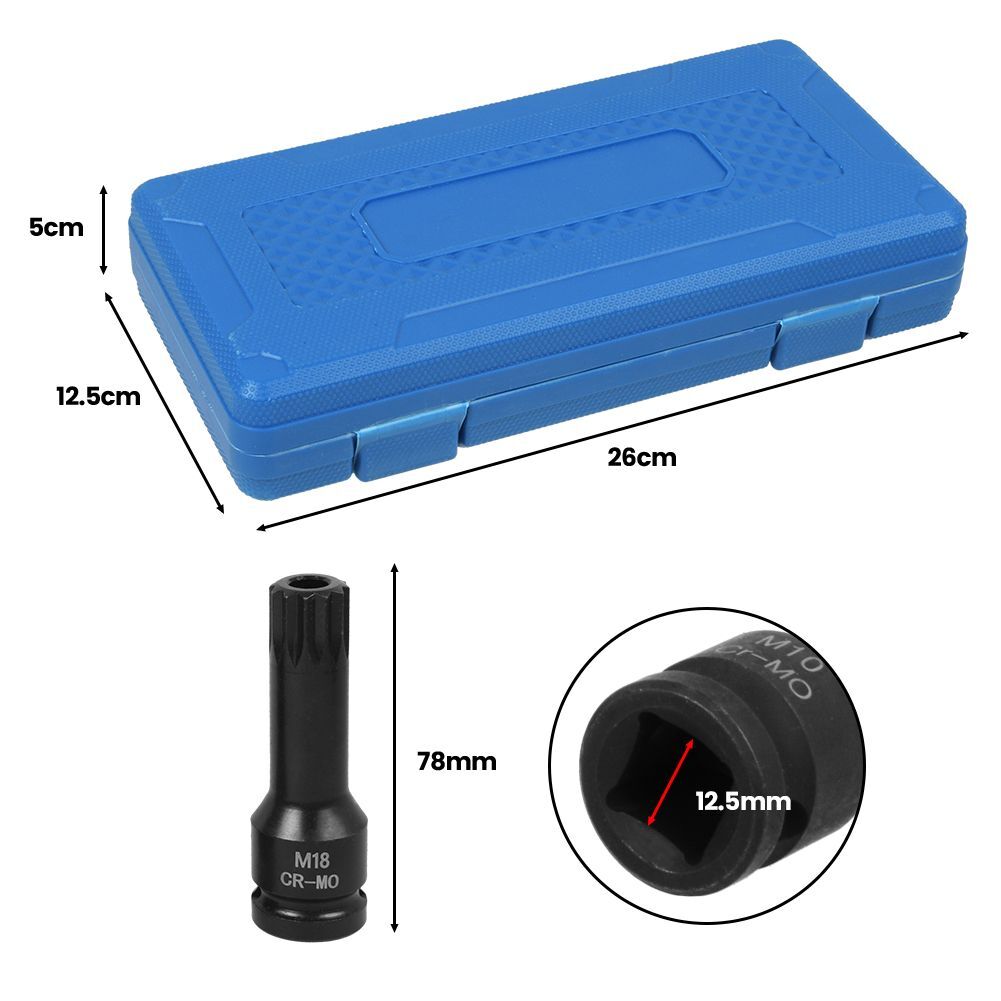 1/2" DRIVE IMPACT SPLINE TORX STAR BIT SOCKET SET M5 M6 M8 M10 M12 M14 ...