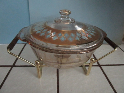 VINTAGE FIRE KING Signed CULVER 'SEVILLE' CHAFING DISH / CV'D CASSEROLE ...
