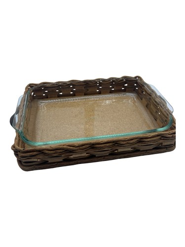 VINTAGE PYREX WICKER RATTAN BASKET SERVING TRAY | eBay
