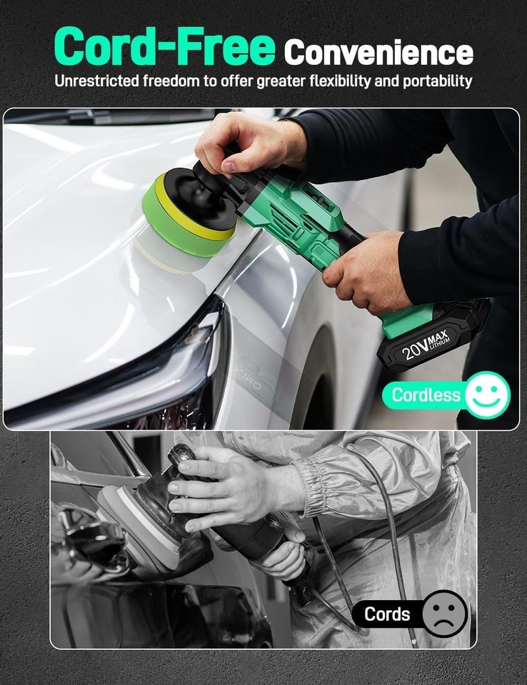 Ergonomic KIMO Cordless Buffer with Advanced Brushless Motor & Quiet ...