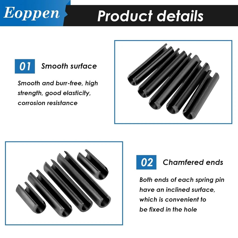230Pcs SAE Roll Pin Assortment Set Slotted Spring Pins Split Expansion ...
