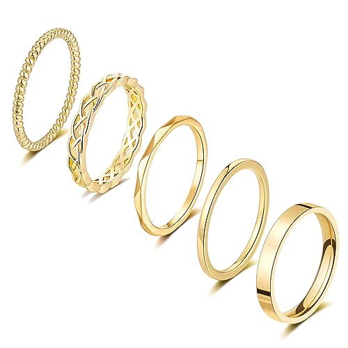 14K Rings Stacking Rings for Women Stackable Silver Rings Thin Rose 10 ...
